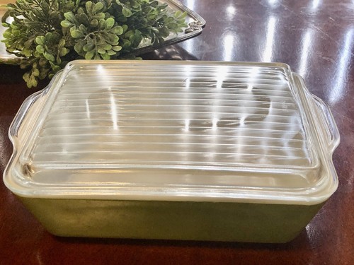Vintage Pyrex Verde Avocado Olive Green 1.5 QT Refrigerator Dish 0503 ...
