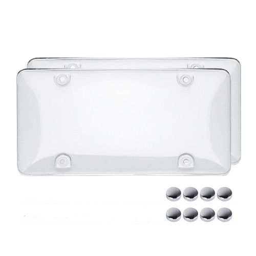 NEW CLEAR LICENSE PLATE COVER BUG SHIELD BUBBLE 2 PLASTIC CAR AUTO TAG ...