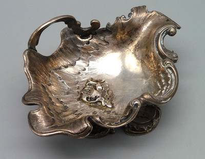 Rokoko Silber Zierschale Rocaille Muschel mit Perle-kein Feingehalt ...