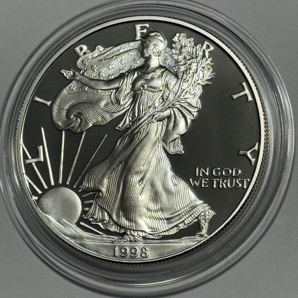 1998 ASE American Silver Eagle PROOF U.S. Coin 1 Troy Oz .999 Fine ...