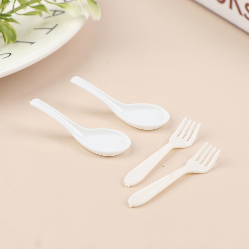 10Pcs/set Dollhouse Miniatures Tableware Mini Cutlery Fork Spoon ...