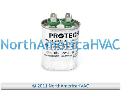OEM Rheem Ruud Protech Oval Run Capacitor 7.5 uf MFD 440 Volt Fits 43 ...