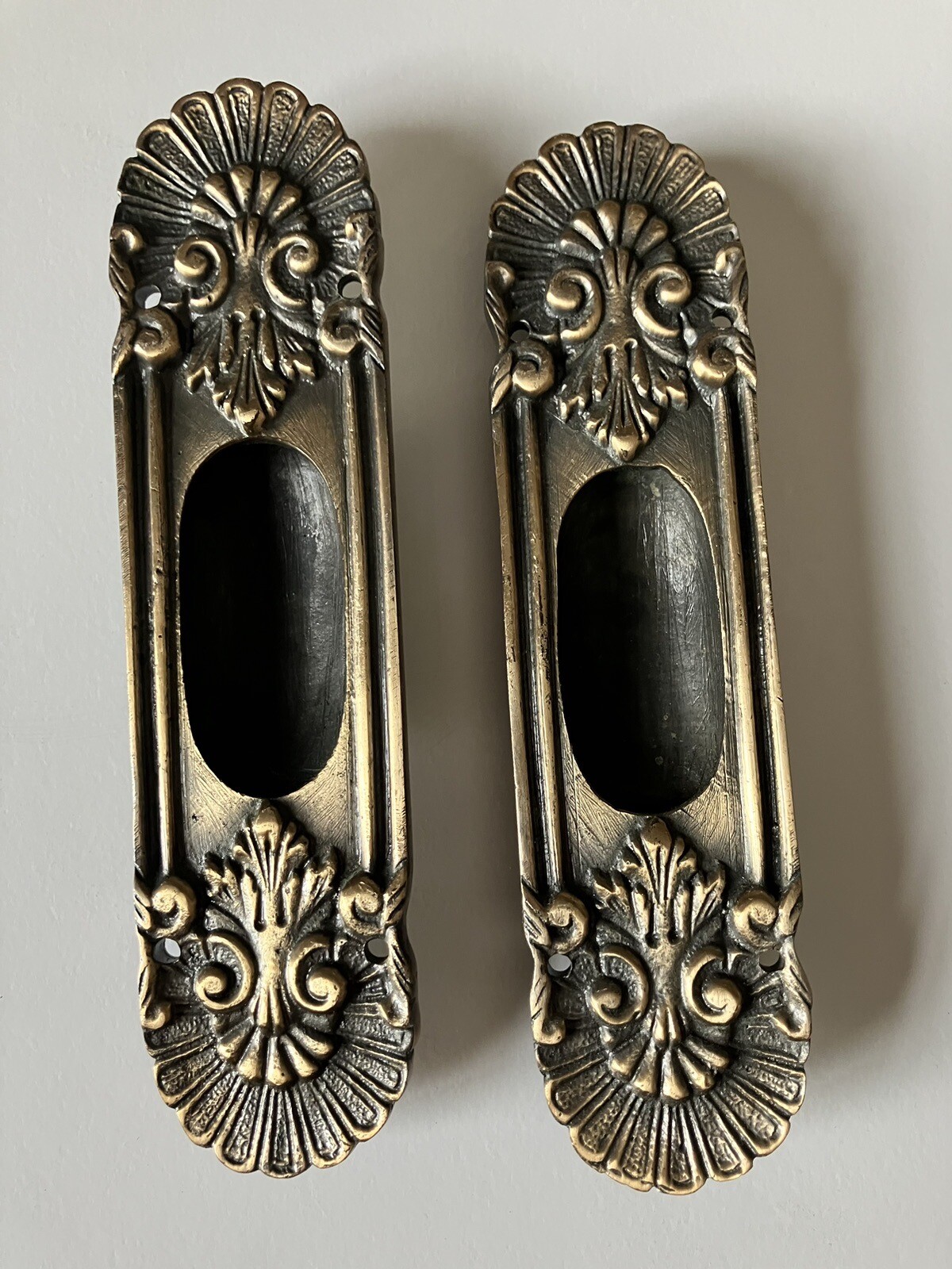 Pair Of Vintage Antique Victorian Cast Brass Window Sash Lift /Pocket ...