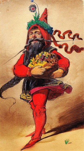 Eugen Klimsch, Darstellung Zwerg mit Krone (Alberich?), Aquarell/Guache ...