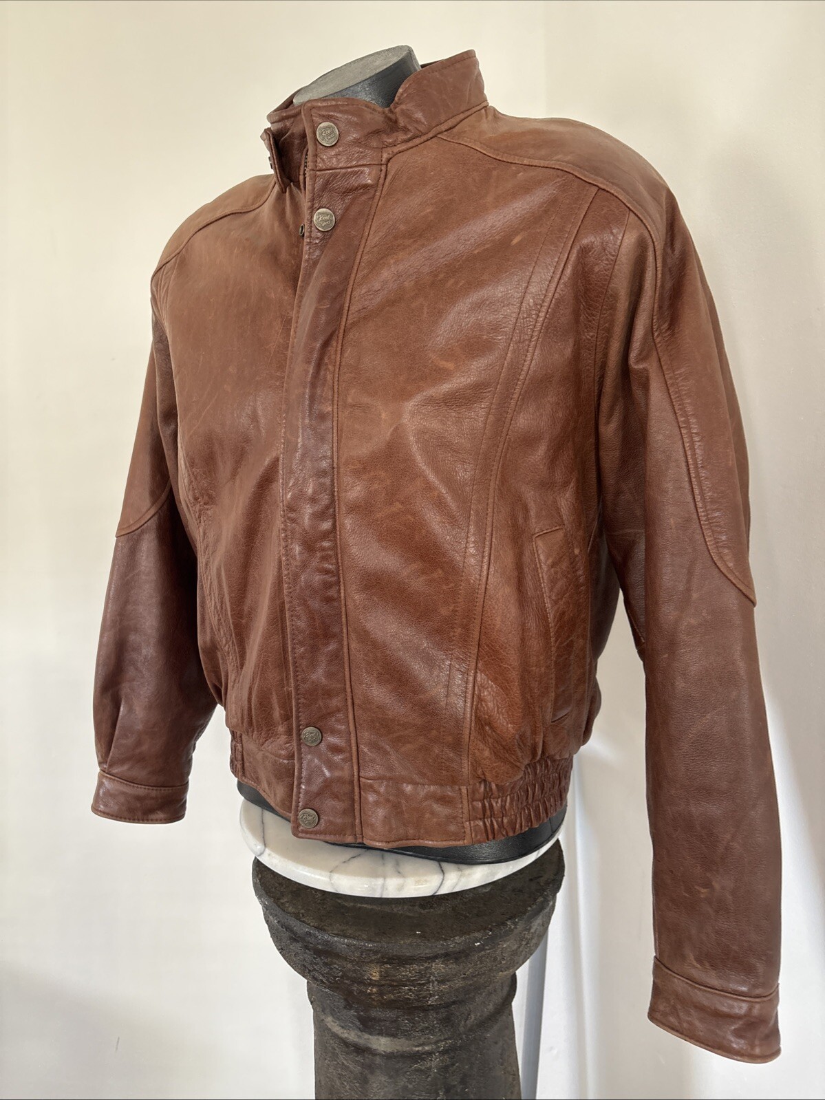 Vintage Reed Sportswear Leather Jacket Men's Brown Sz… - Gem