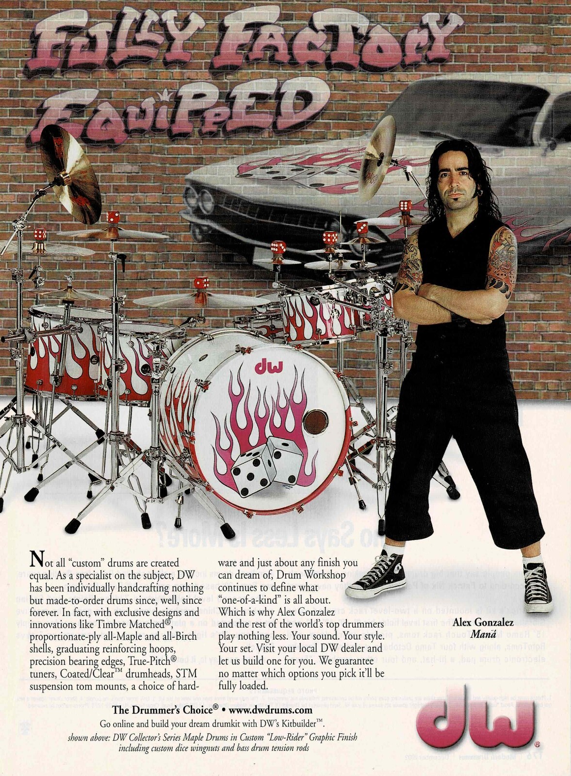 DW DRUMS - ALEX GONZALEZ of MANA - 2002 Print Advertisement | eBay