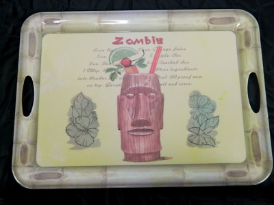 SAKURA EVOLUTION Plastic Serving Tray W/Handles Zombie Tiki Surf 19.5 ...