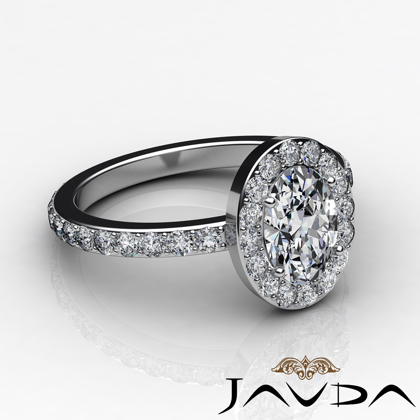 Circa Halo Pave Set Oval Shape Diamond Engagement Ring GIA F VS2 ...