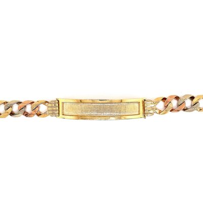 14k Solid Tri Color Cuban 9mm ID Bracelet 8" | eBay