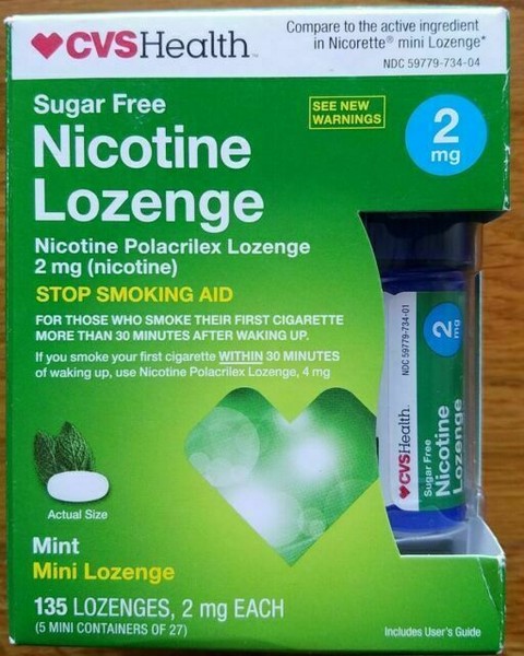 CVS Nicotine Mini Lozenge - 2mg, Mint Flavor (491756) for sale online ...
