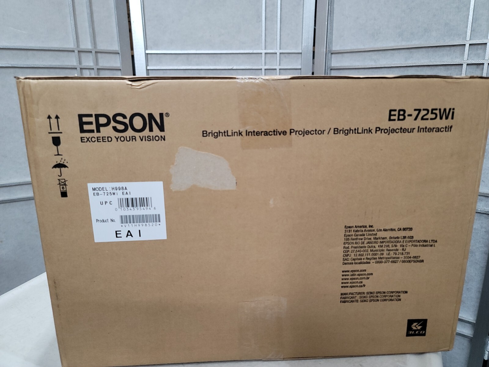EPSON H998A EB-725Wi Laser 3LCD Brightlink Projector *NEW SEALED* $1600 ...