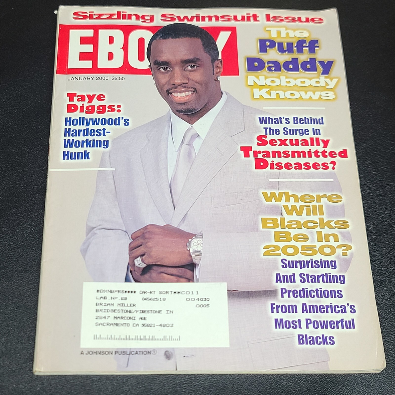 Ebony Magazine Puff Daddy Taye Diggs January 2000 P Diddy Sean Puffy ...
