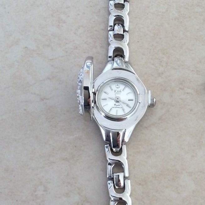 Kish Women's Silver Crystal Cupid Covered Bracelet Watch Waterproof ...