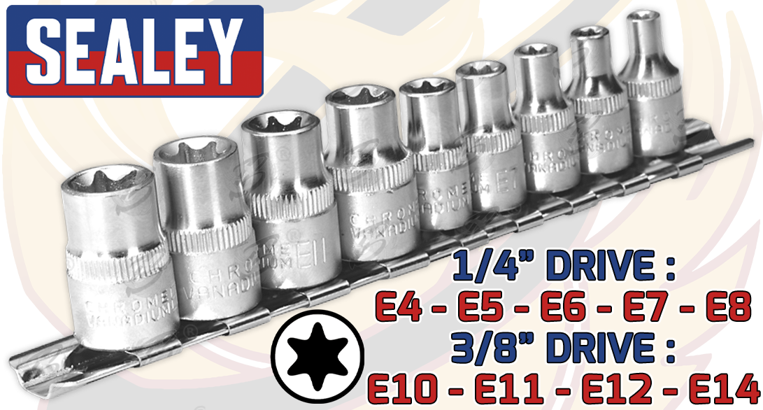 SEALEY E TORX External E Torx Female Torx Sockets 1/4" 3/8" Drive ...