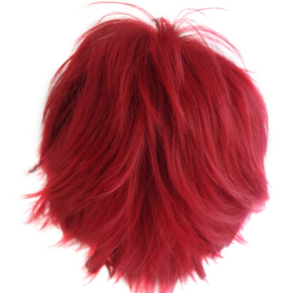 Red Shag Costume wig cosplay anime stage party shaggy hero hair male ...
