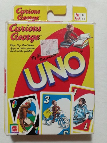 Card Game Curious George UNO King-Sized Card Ages 3 & Up French ...