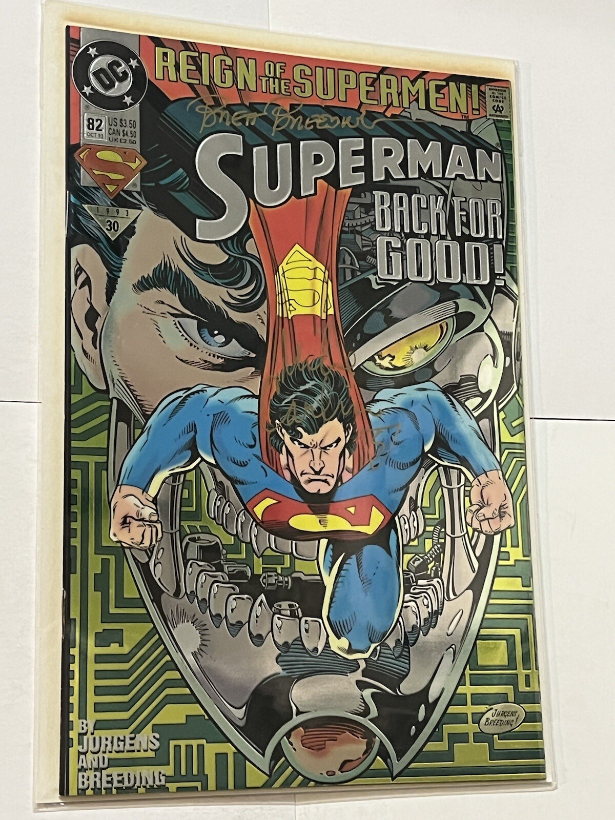 DC Comic #82 Reign of the Superman 1993 Signed COA Mike Carlin/ Brett ...