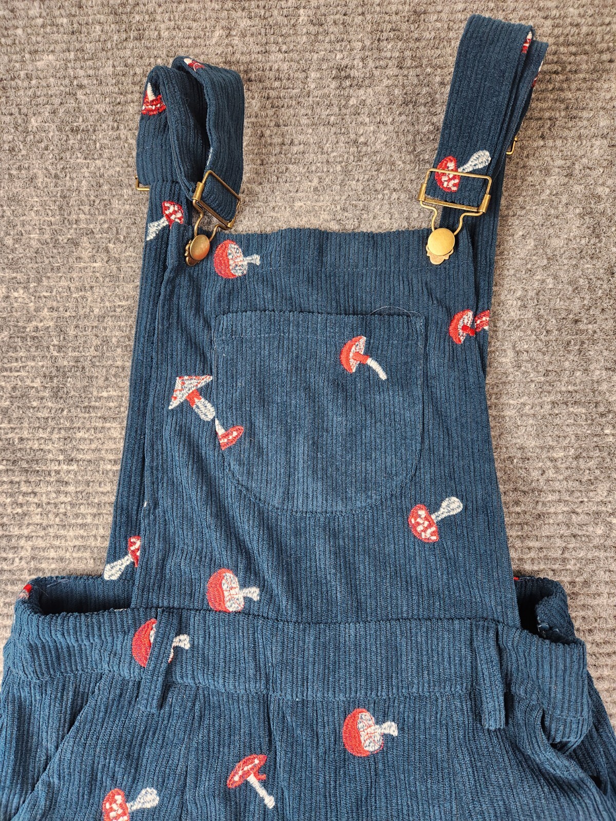 Cider Mushroom Print Corduroy Square Neck Jumpsuit Bibs Overalls Sz XS ...