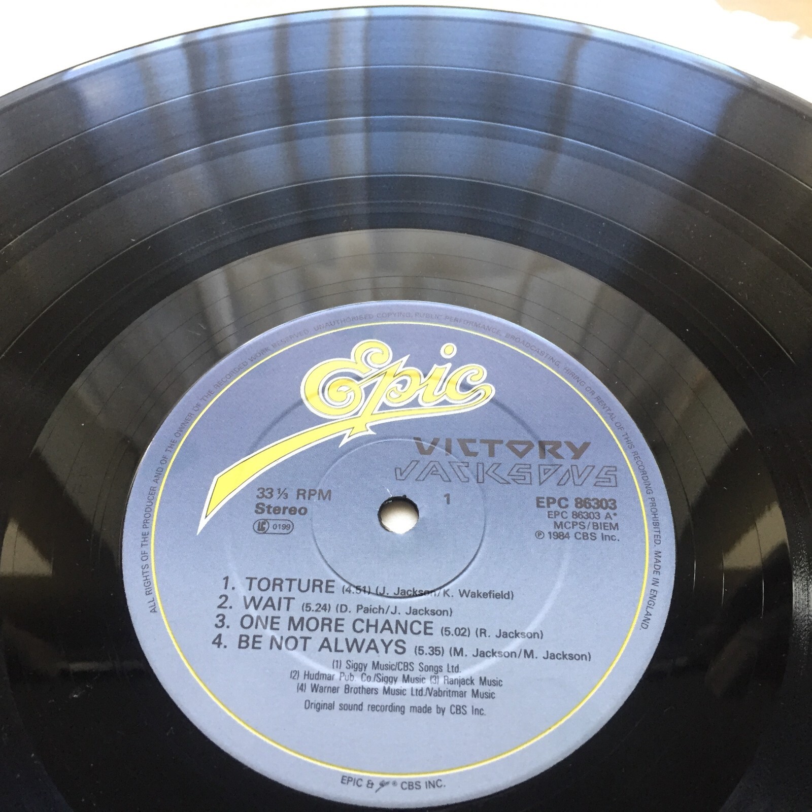 JACKSON 5 VICTORY 1984 UK EPIC VINYL LP EPC 86303 1ST PRESS DEMO ...