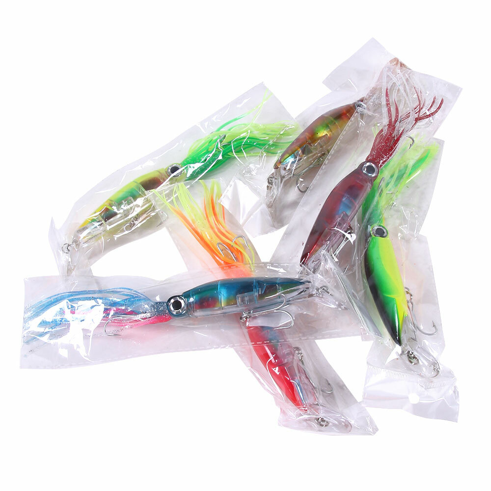 6PCS/Set Fishing Lures Squid Octopus Jig with Skirt Bass Bait Hook ...