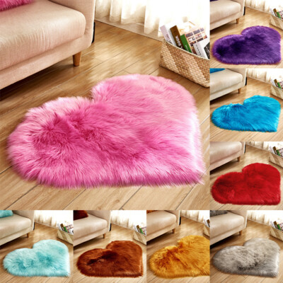 Heart-shaped Carpets Rug Shaggy Home Bedroom Carpet Fluffy Faux Fur ...