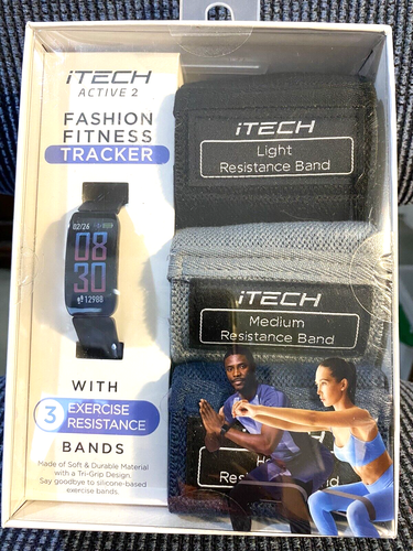 Itech Active 2 Fashion Fitness Tracker With 3 Exercise Resistance Bands ...