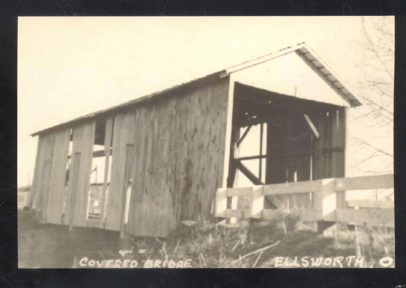 WELLSWORTH OHIO COVERED BRIDGE ELLSWORTH COUNTY POSTCARD COPY | eBay