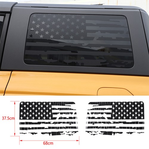 2×PVC Black US Flag Rear Window Glass Sticker Decals Cover For Ford ...