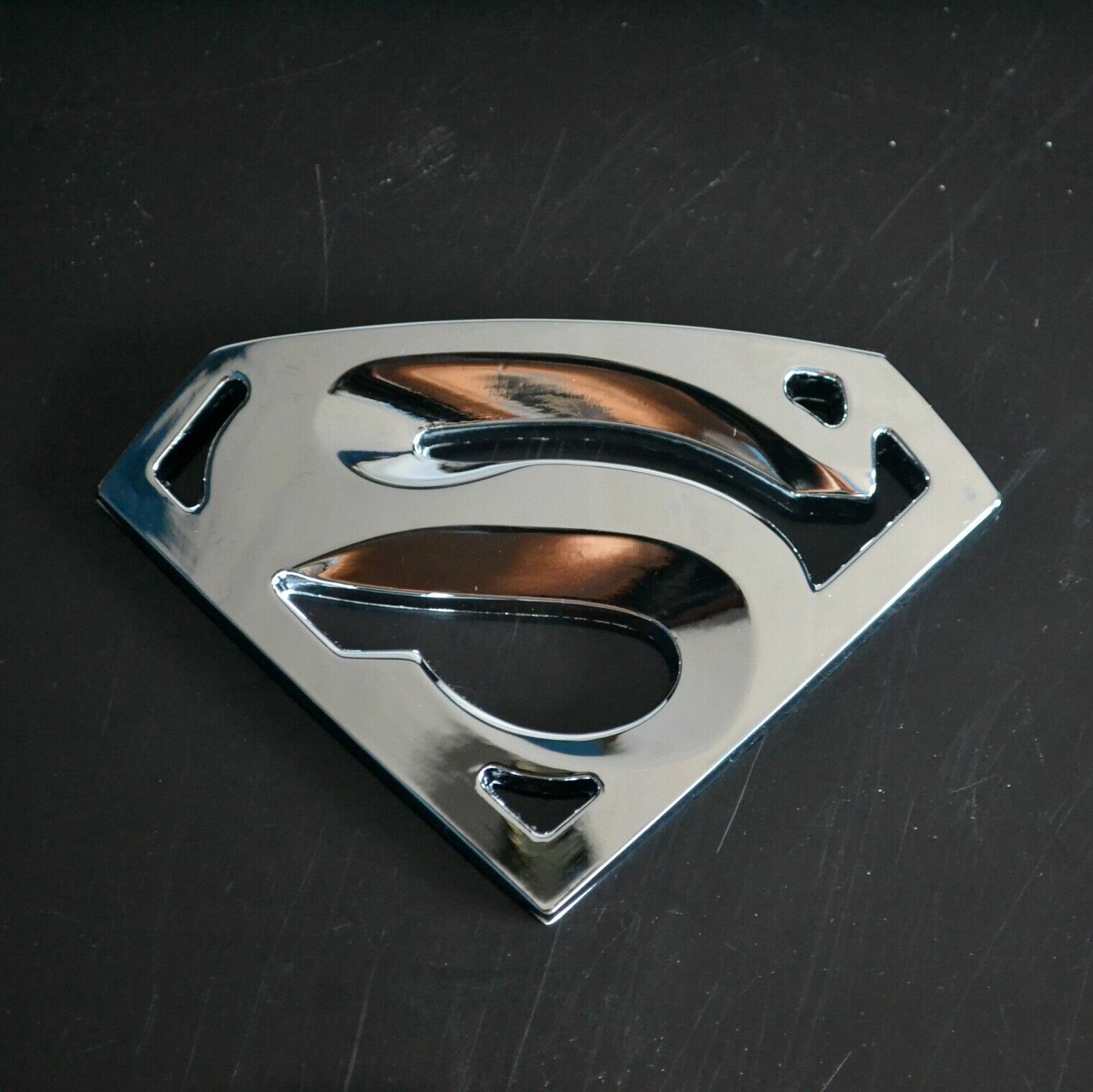 Superman Metal Chrome Silver Car Badge Decal Sticker Adhesive Hero 8cm ...