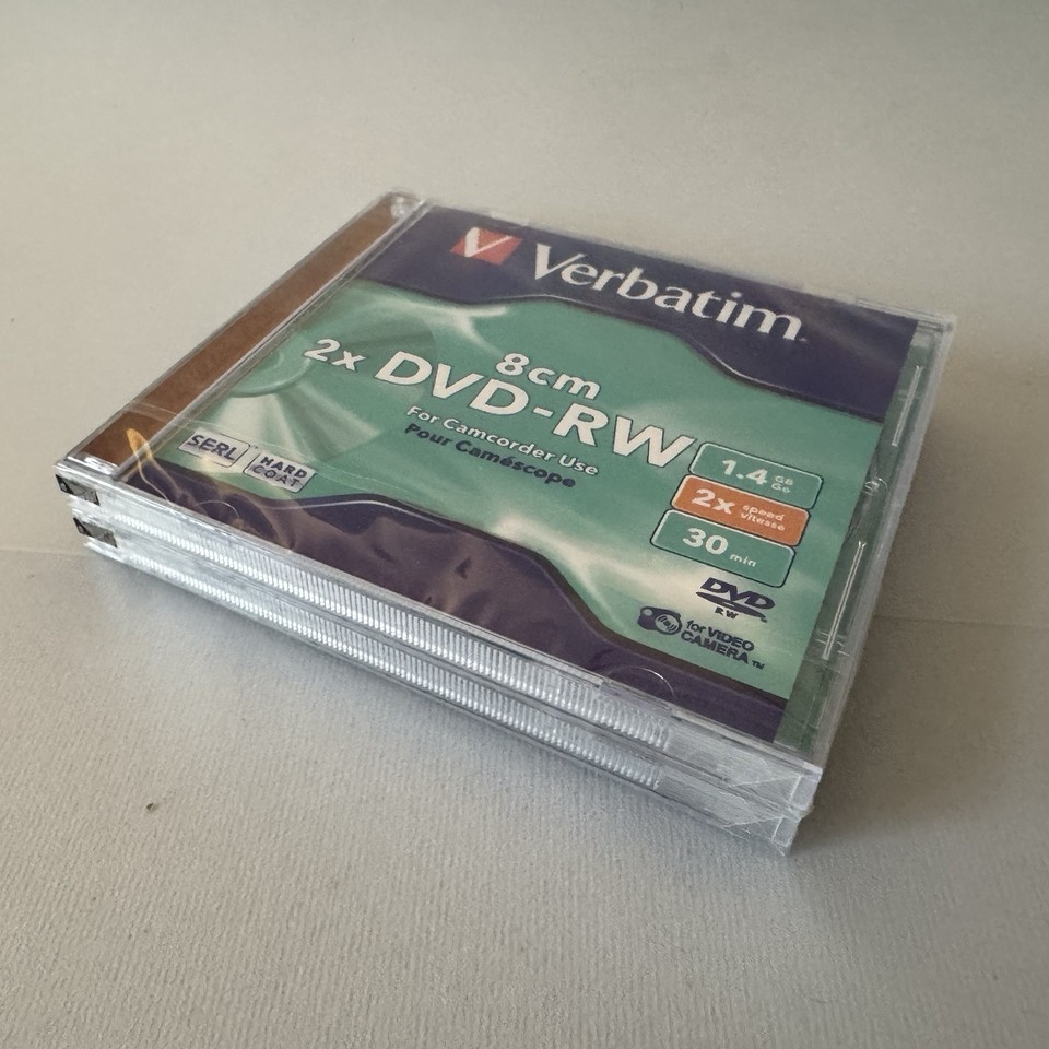 2x Verbatim Mini DVD-RW 30 Min 1.4GB 8cm Rewritable DVD Disc for Video ...