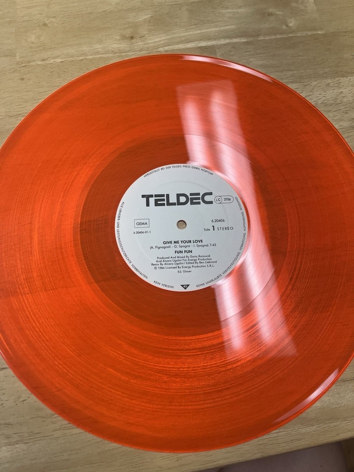 Fun Fun Give Me Your Love orange vinyl 12" record Germany 1985 Tell Me ...
