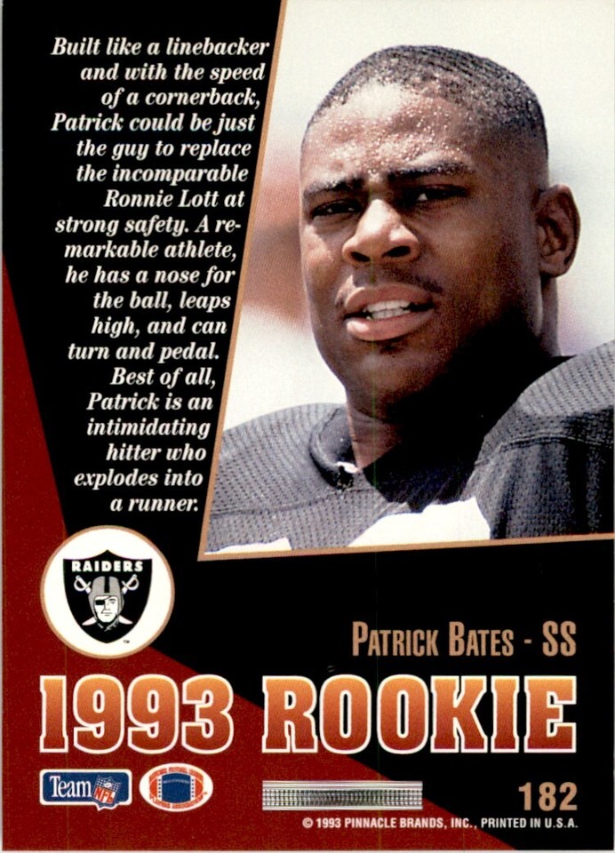 1993 Score Select Patrick Bates Rookie Los Angeles Raiders #182 | eBay