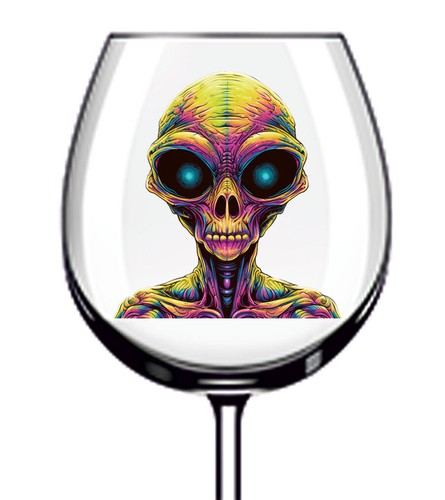 12x Halloween Psychedelic Alien Wine Glass Bottle Tumbler Vinyl Sticker ...