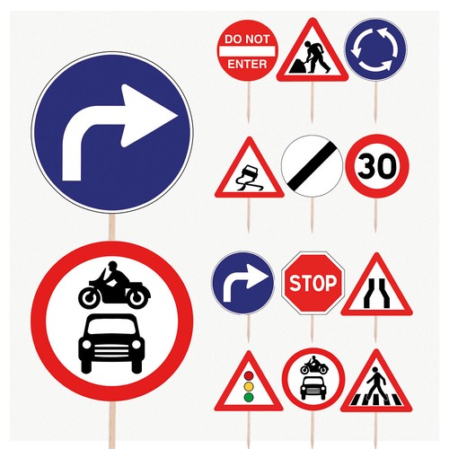Road Signs Driving Cupcakes Cake & Party Food Decorations Picks Toppers ...