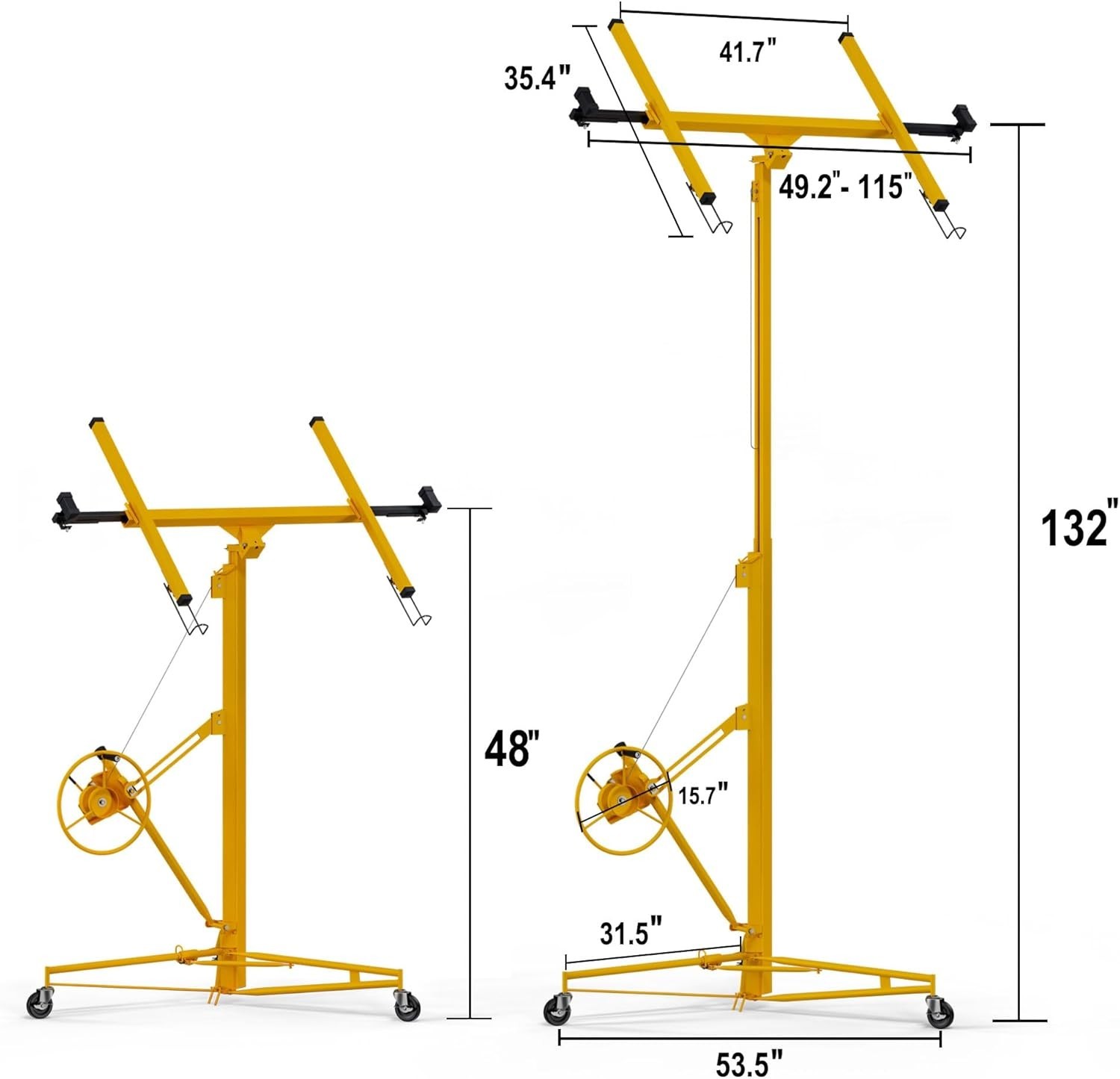 11ft 150LBS Heavy Duty Drywall Lift Sheetrock Hoist Holder Rolling ...