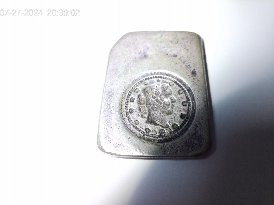 1862 Wells Fargo Antique Old Pour Ingot Coin Silver Bar (RARE ...
