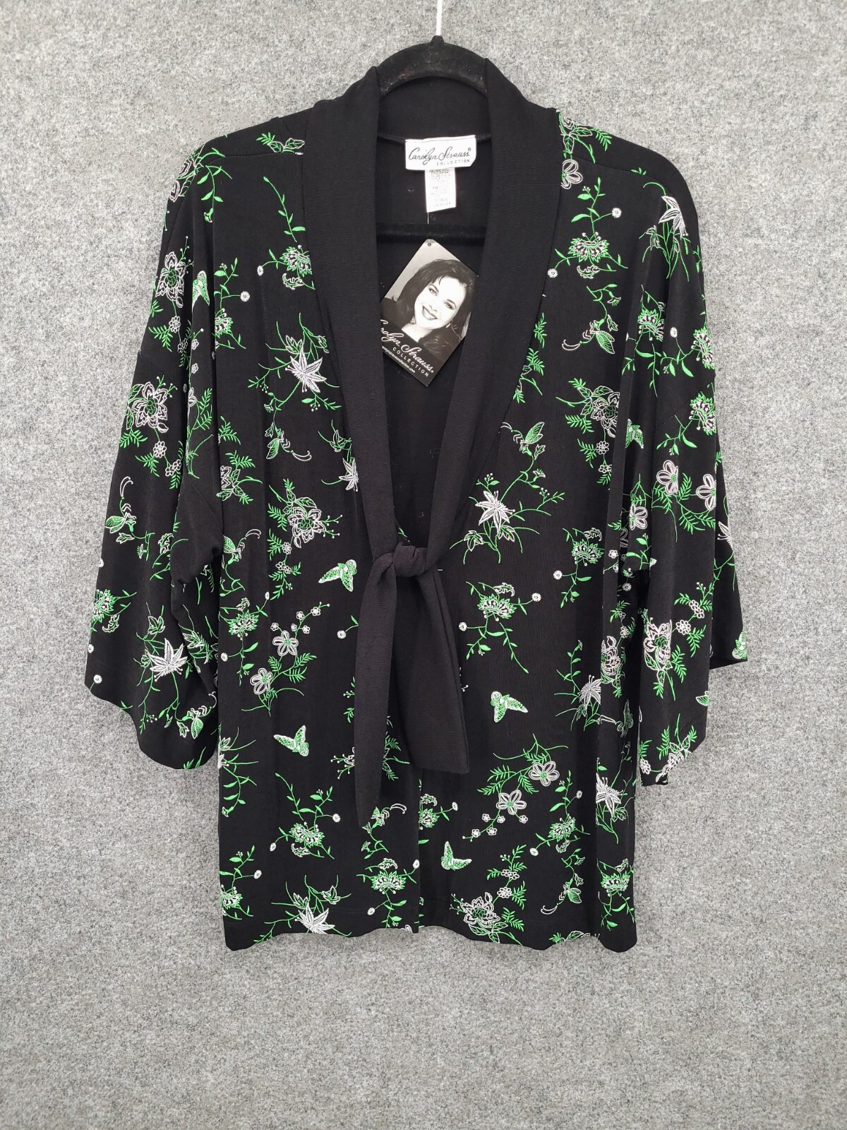 Carolyn Strauss Cardigan Womens Small 3/4 Sleeve Slinky Knit Black ...