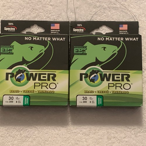 (LOT OF 2) POWER PRO BRAIDED FISHING LINE 30lb. X 300yds MOSS GREEN NIP ...