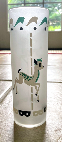 Vintage MCM 1950s Libbey Carousel Circus Pony Frosted Tom Collins Glass ...