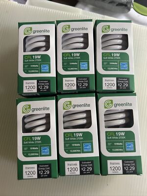 Lot Of 6 Spiral CFL 19w Soft White 75w Replacement Long Life Light ...