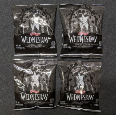 Kelloggs Wednesday Addams Limited Edition Snack Size 0.45 oz Cereal Bag ...