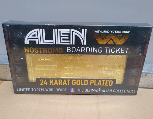 ALIEN ALIENS NOSTROMO BOARDING TICKET 24K GOLD PLATED COLLECTIBLE 1 OF ...