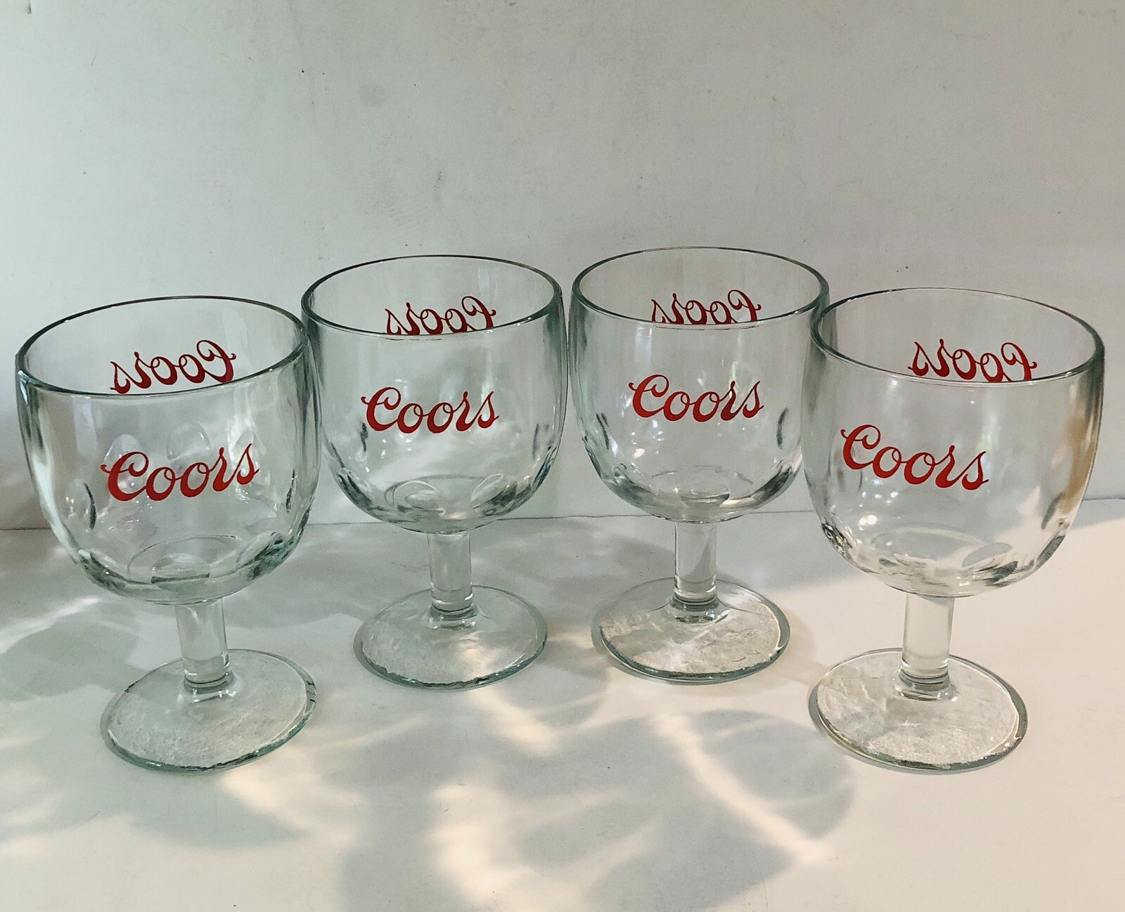Set Of Four (4) Vintage COORS Heavy Stemmed Glass Beer Goblets - 16 Oz ...
