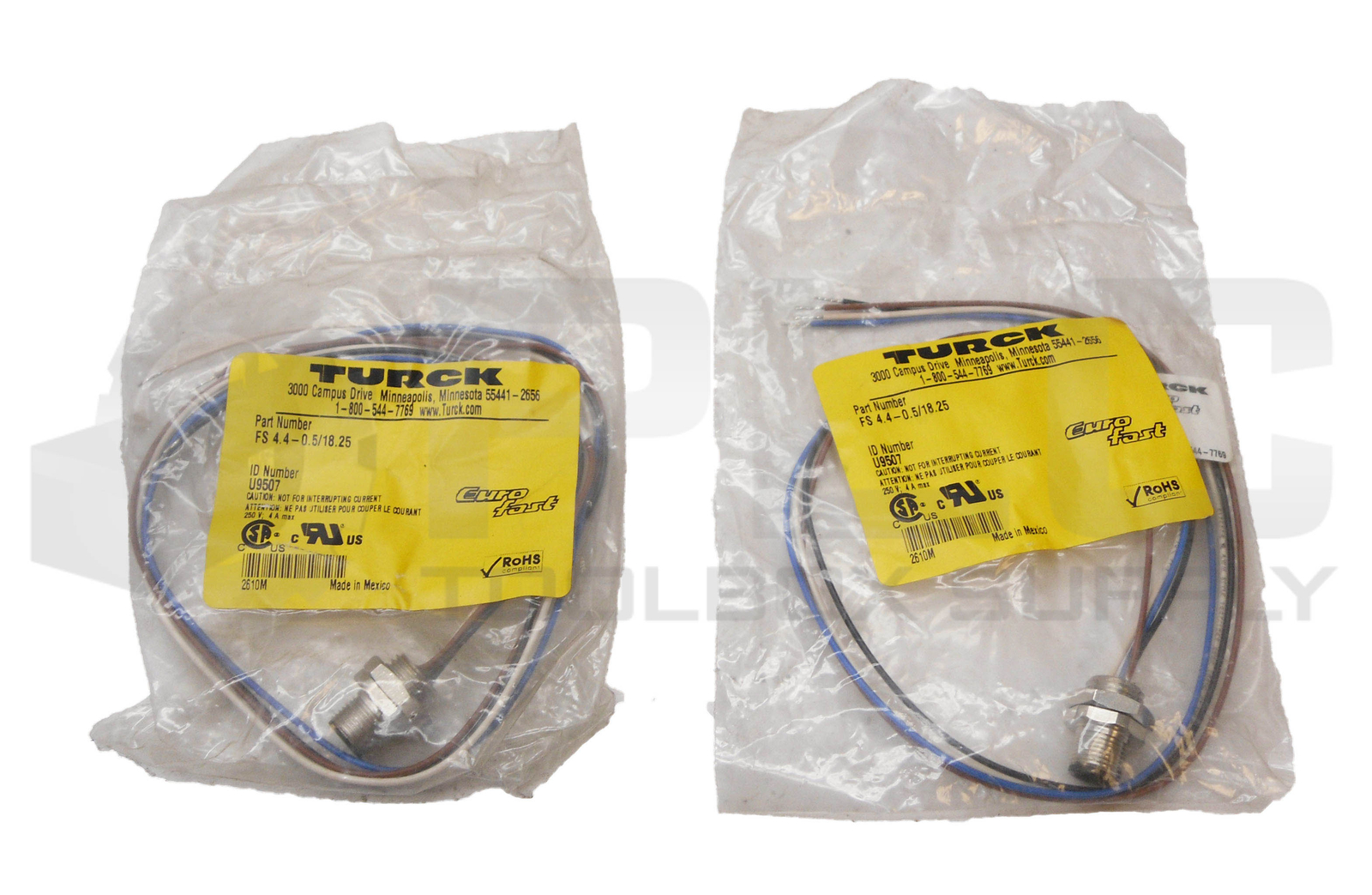 LOT OF 2 SEALED NEW TURCK U9507 CORDSET FS4.4-0.5/18.25 | eBay