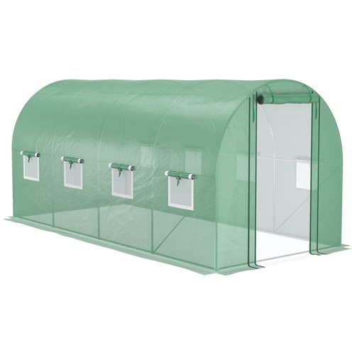 15'x7' Walk-in Tunnel Hoop Greenhouse for Garden Plants with Roll-Up ...