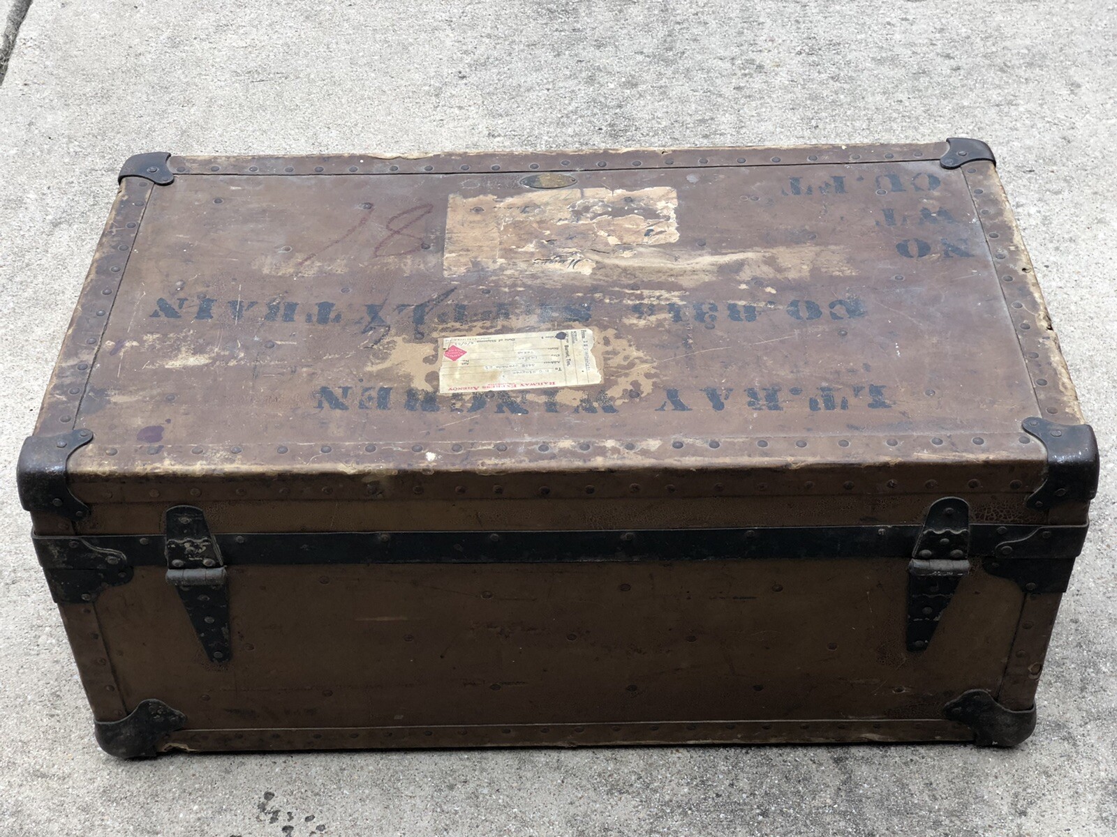 Antique WW1 US Army Military Soldier Lieutenant Steamer Trunk Vtg Lt ...