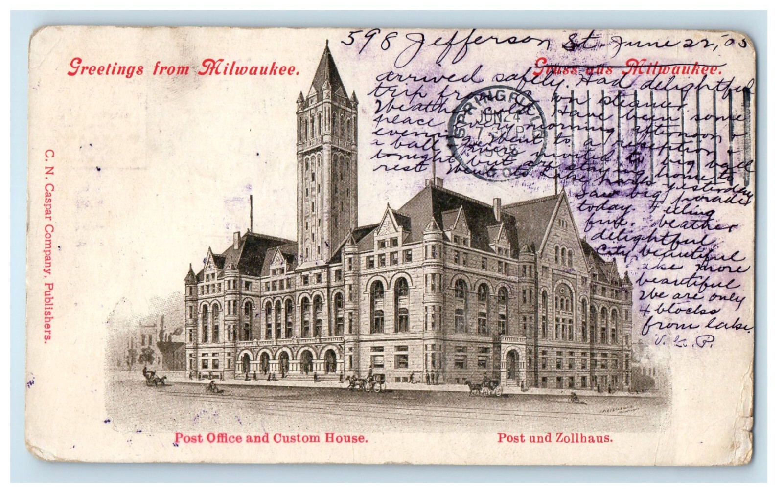 1905 Post Office and Custom House Greetings from Milwaukee WI PMC ...
