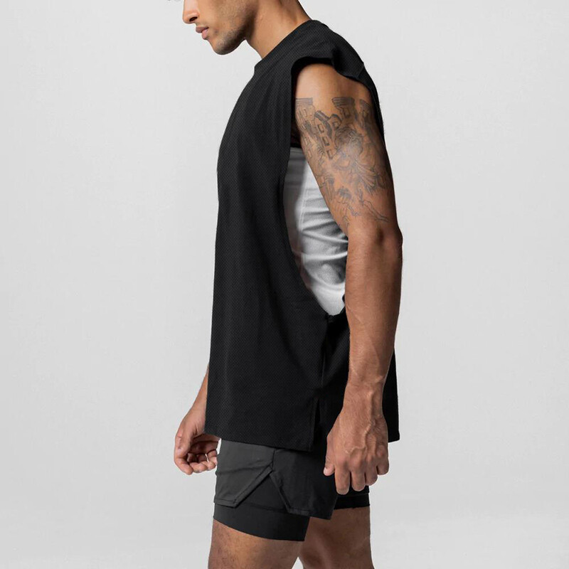 New Fashion Fitness Shirts Open wide Side Cut Off Tank Top For ...