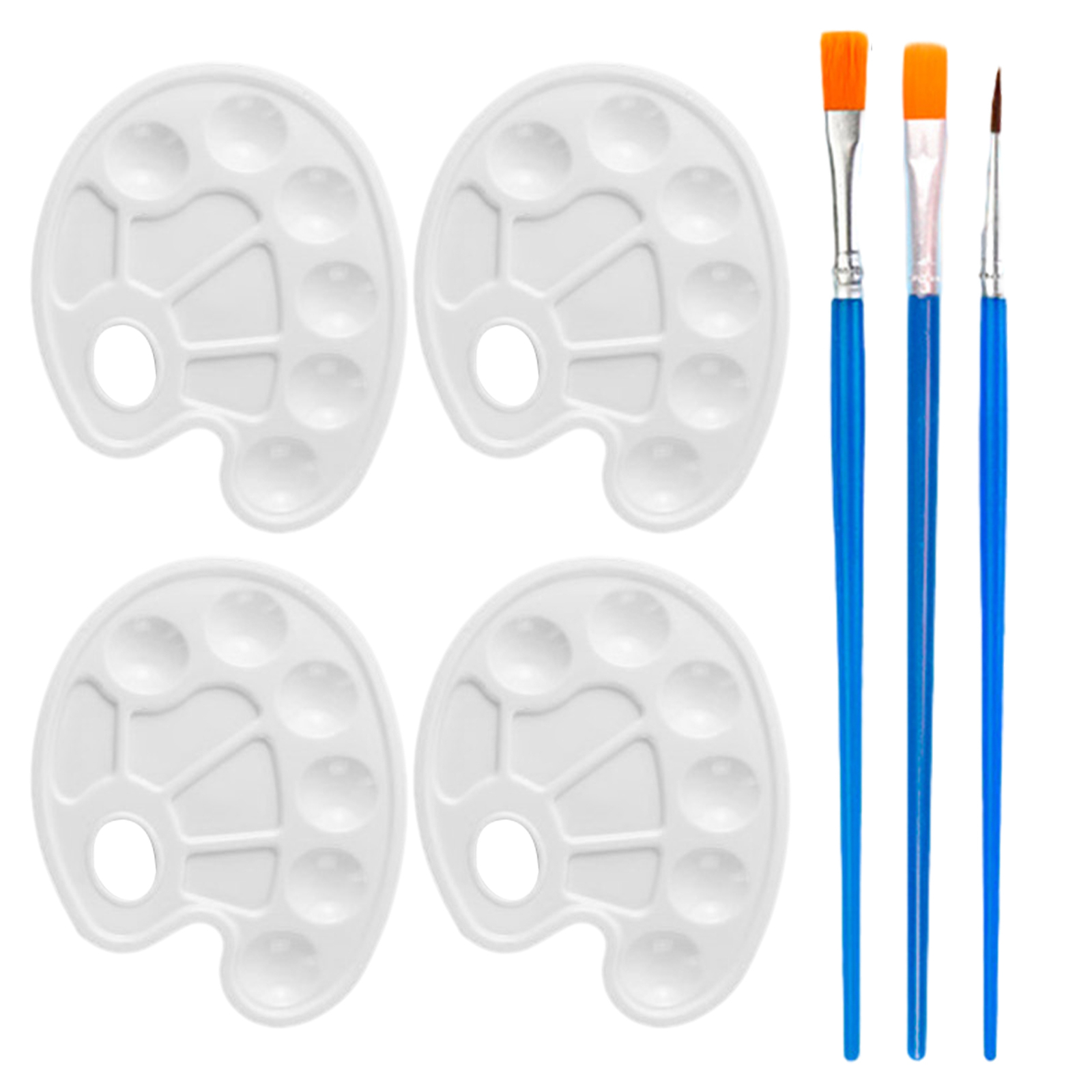 4pcs Student Mixing Color 3 Painting Brush Paint Palette Art Supplies ...