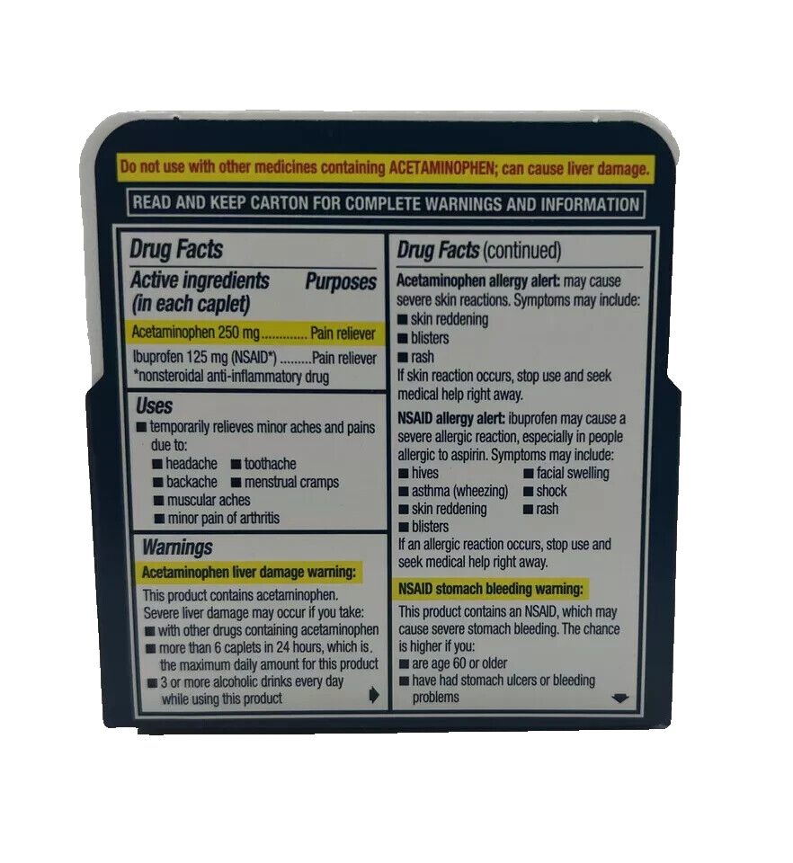 Advil Dual Action with Ibuprofen & Acetaminophen Combo 18 Caplets EXP ...